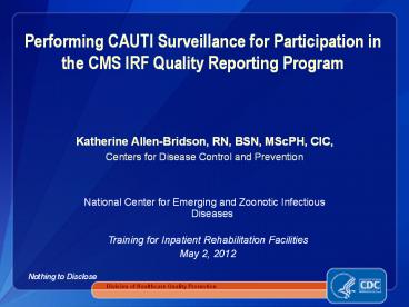 Katherine Allen-Bridson, RN, BSN, MScPH, CIC, presentation | free to view