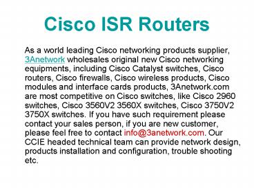 Cisco ISR Routers presentation | free to download