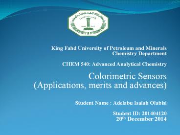 colorimetric sensors presentation | free to download