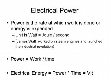 PPT – Electrical Power PowerPoint presentation | free to download - id ...