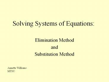 PPT – Solving Systems of Equations: PowerPoint presentation | free to ...