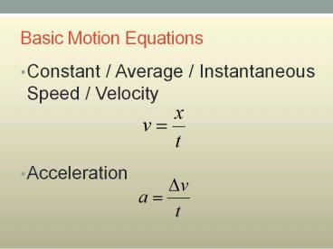 PPT – Basic Motion Equations PowerPoint presentation | free to download ...