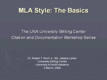 PPT – MLA Style: The Basics PowerPoint presentation | free to view - id ...