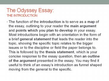 PPT – The Odyssey Essay: THE INTRODUCTION PowerPoint presentation ...