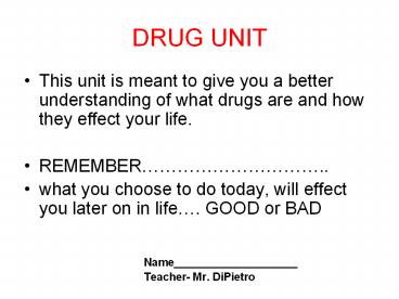 DRUG UNIT presentation | free to view