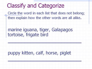 Classify and Categorize presentation | free to download