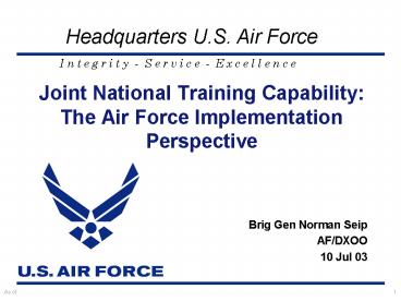 PPT – Joint National Training Capability: The Air Force Implementation ...