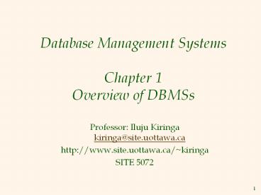 Database Management Systems Chapter 1 Overview of DBMSs presentation ...