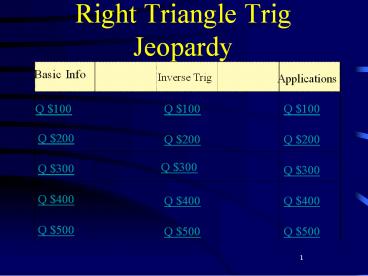 PPT – Right Triangle Trig Jeopardy PowerPoint presentation | free to ...