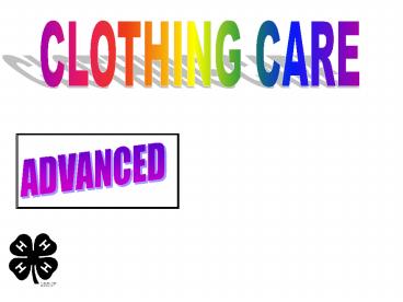 PPT – Clothing Care PowerPoint presentation | free to view - id: 73816b ...