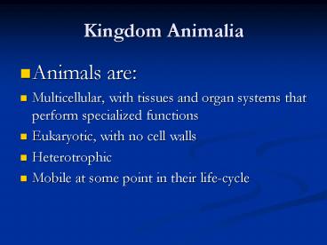 Kingdom Animalia presentation | free to view