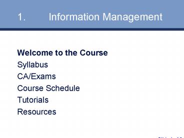 PPT – Welcome to the Course PowerPoint presentation | free to download ...