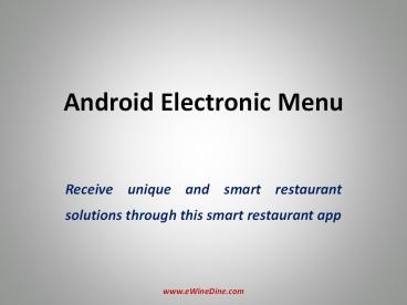 eWineDine | Android eMenu App presentation | free to download