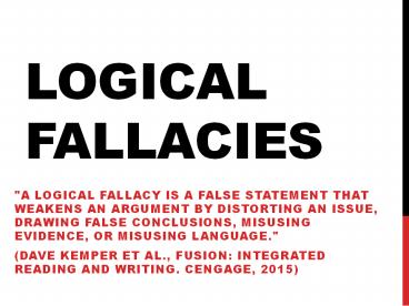 PPT – Logical Fallacies PowerPoint presentation | free to view - id ...