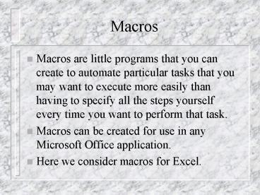 Macros presentation | free to download