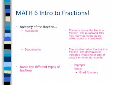 MATH 6 Intro to Fractions! presentation | free to download