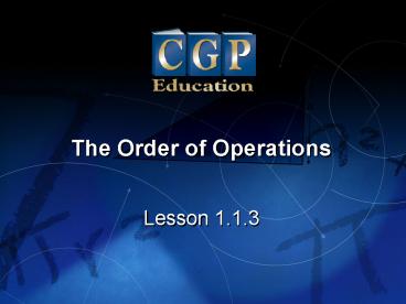 The Order of Operations presentation | free to download
