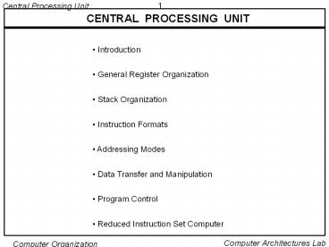 PPT – CENTRAL PROCESSING UNIT PowerPoint presentation | free to ...