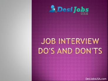 Job Interview Do's and Dont's presentation | free to download