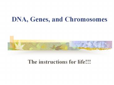 DNA, Genes, and Chromosomes presentation | free to download