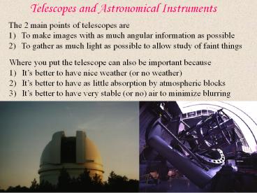 Telescopes and Astronomical Instruments presentation | free to download