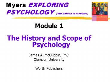Myers EXPLORING PSYCHOLOGY (6th Edition in Modules) presentation | free ...