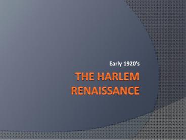 The Harlem Renaissance presentation | free to download