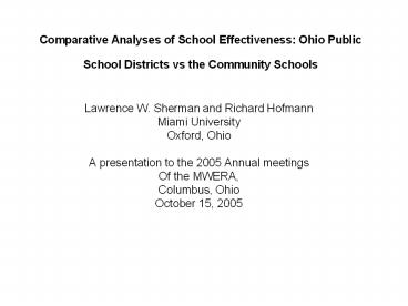 PPT – Comparative Analyses of School Effectiveness: Ohio Public School ...