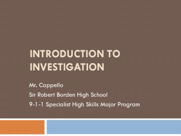 Introduction to Investigation presentation | free to download