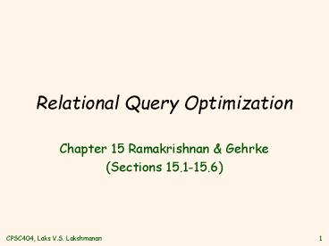 PPT – Relational Query Optimization PowerPoint presentation | free to ...