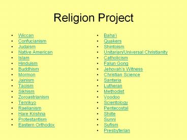 PPT – Religion Project PowerPoint presentation | free to download - id ...