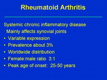 Rheumatoid Arthritis presentation | free to download