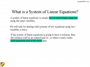 PPT – What is a System of Linear Equations? PowerPoint presentation ...