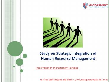 Study on Strategic integration of Human Resource Management ...