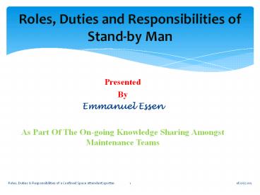 Roles, Duties & Responsibilities of a Confined Space Attendant/Standby ...