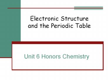 Electronic Structure and the Periodic Table presentation | free to download