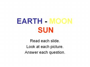 PPT – EARTH - MOON SUN PowerPoint presentation | free to download - id ...