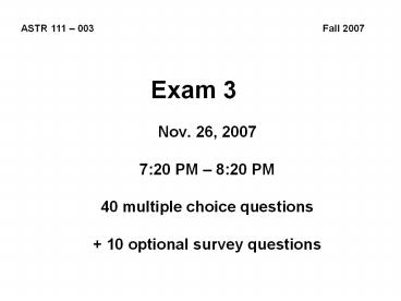 PPT – Exam 3 PowerPoint presentation | free to download - id: 76cc88-Y2RiN