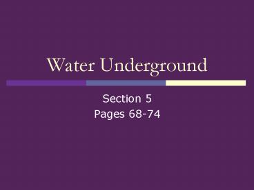 Water Underground presentation | free to download