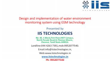 PPT – Design and implementation of water environment monitoring system using GSM technology ...