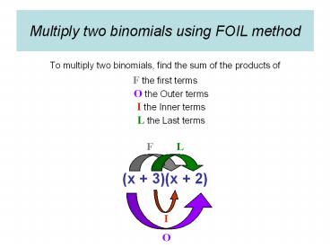 Multiply two binomials using FOIL method presentation | free to download