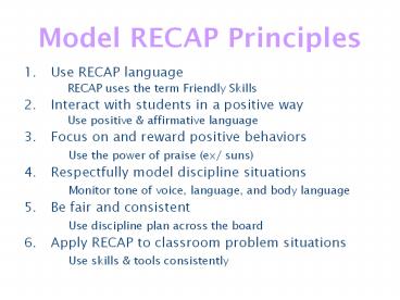 PPT – Model RECAP Principles PowerPoint presentation | free to view ...
