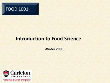 Introduction to Food Science presentation | free to view