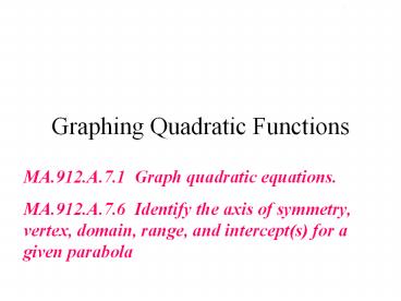 Graphing Quadratic Functions presentation | free to view