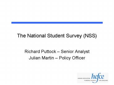 The National Student Survey (NSS) presentation | free to view