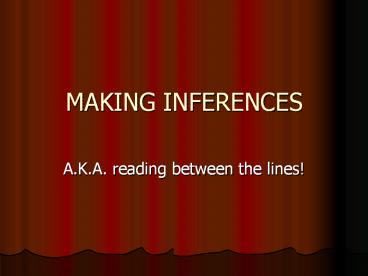 MAKING INFERENCES presentation | free to download