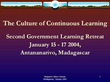 The Culture of Continuous Learning presentation | free to view
