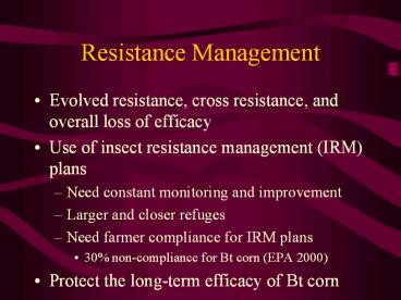 PPT – Resistance Management PowerPoint presentation | free to download ...