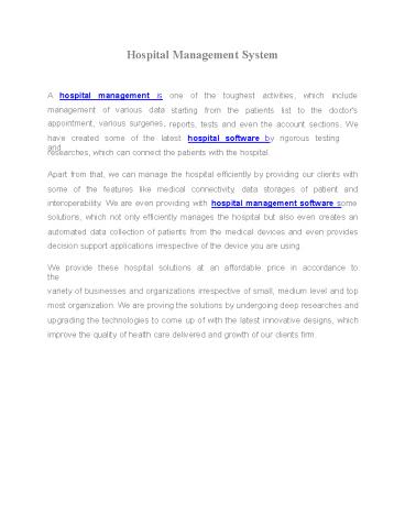 Hospital Management System presentation | free to download