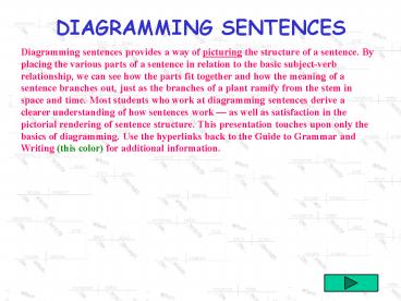 Diagramming Sentences: An Intro presentation | free to view